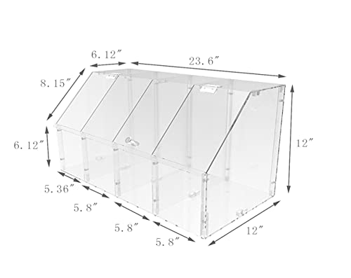 FixtureDisplays® Clear Acrylic Candy Bin Partitioned Dry Food Display Spices Container Retail Donut Cookie Bin Ships Knock Down 100826-NF