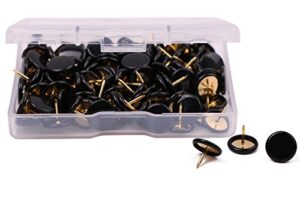 ptc office 120pcs steel thumbtacks drawing pins plastic round head thumb tacks 10mm/0.39 inch dia (black)