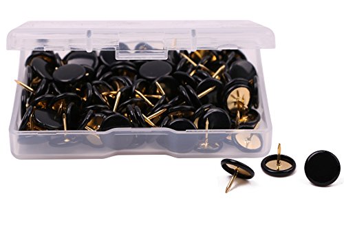 PTC Office 120PCS Steel Thumbtacks Drawing Pins Plastic Round Head Thumb Tacks 10mm/0.39 Inch Dia (Black)