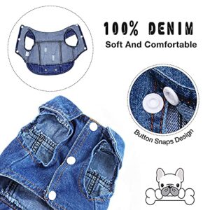 SILD Pet Clothes Dog Jeans Jacket Cool Blue Denim Coat Small Medium Dogs Lapel Vests Classic Hoodies Puppy Blue Vintage Washed Clothes