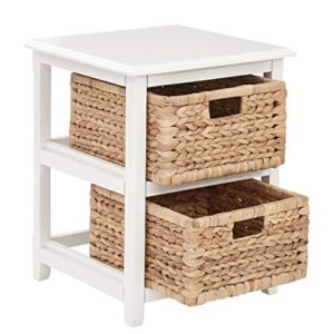 OSP Home Furnishings Seabrook 2-Tier Storage Unit with Natural Baskets, White Finish