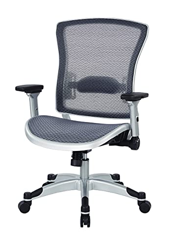 Space Seating 317 Series Executive Light Air Grid Office Chair with Breathable Mesh Back, Lumbar Support, 2-to-1 Synchro Tilt Control and Adjustable Tension, Platinum Finish