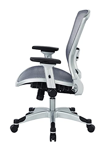 Space Seating 317 Series Executive Light Air Grid Office Chair with Breathable Mesh Back, Lumbar Support, 2-to-1 Synchro Tilt Control and Adjustable Tension, Platinum Finish