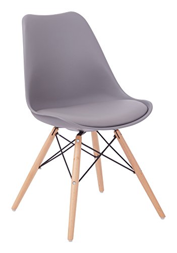 OSP Home Furnishings Allen Dining Chair with Natural Wood Legs, Grey