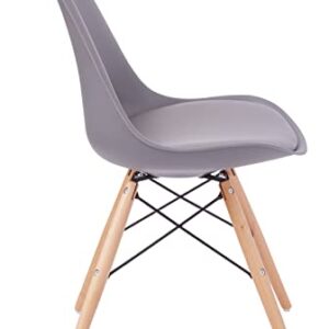 OSP Home Furnishings Allen Dining Chair with Natural Wood Legs, Grey