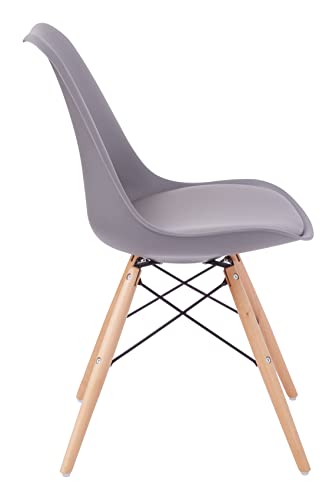 OSP Home Furnishings Allen Dining Chair with Natural Wood Legs, Grey