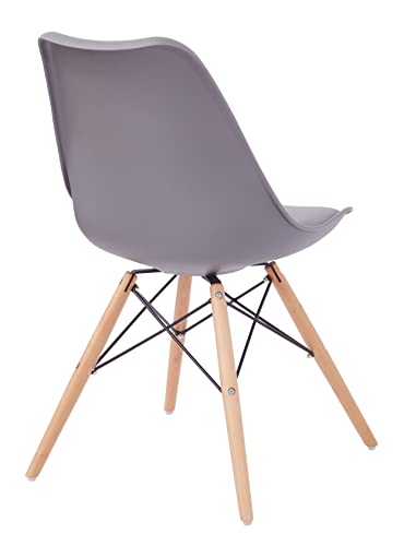 OSP Home Furnishings Allen Dining Chair with Natural Wood Legs, Grey