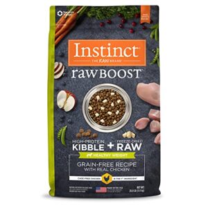 instinct raw boost healthy weight grain free recipe with real chicken natural dry dog food, 20 lb. bag