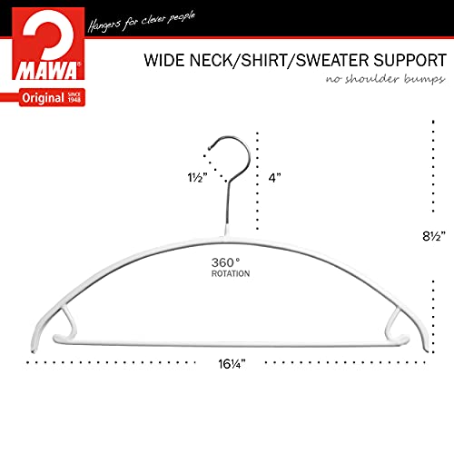 Mawa by Reston Lloyd Non Slip Metal Clothing Hanger, Smooth Shoulder Support with Skirk Hooks/Pant Bar, Model 42-U