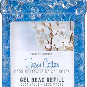 SMELLS BEGONE Odor Eliminator Gel Bead Refill - Eliminates Odors from Bathrooms, Cars, Boats, RVs & Pet Areas - Made with Essential Oils - Fresh Cotton Scent - 48 Ounce