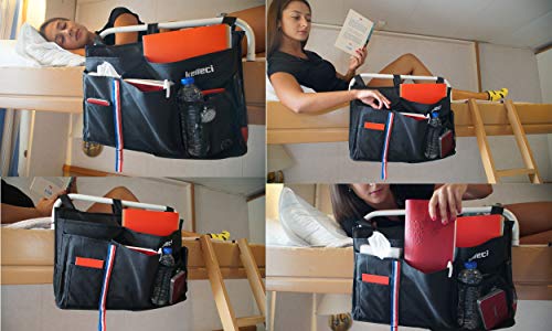 Kelleci Bedside Caddy - Hanging Bedside Organizer/Bedside Storage Bag for Bunk and Hospital Beds, Dorm Rooms Bed Rails/with 8 Pockets