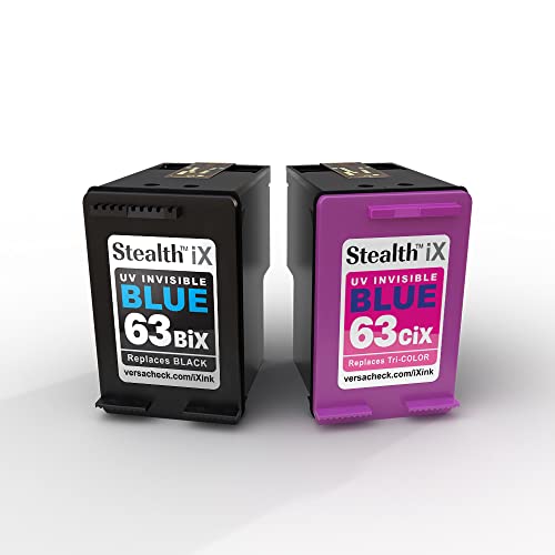 VersaInk Stealth iX Ink - HP 63BiX & 63CiX Combo Pack - Invisible Ink Replacement Cartridges Ink, Black