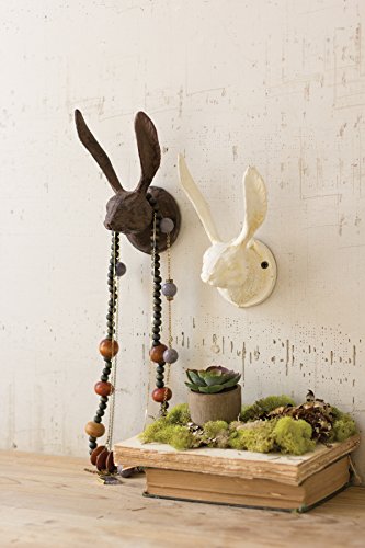 KALALOU Cast Iron Rabbit Wall Hook, One Size, Antique White