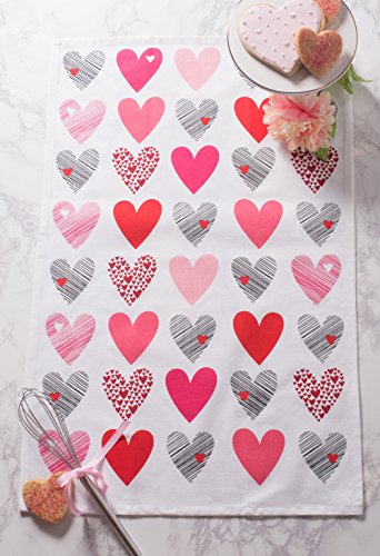 DII Valentine's Day Collection Kitchen, Dishtowel Set, 18X28", Hearts Collage, 2 Piece