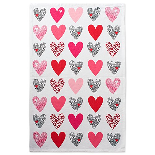 DII Valentine's Day Collection Kitchen, Dishtowel Set, 18X28", Hearts Collage, 2 Piece