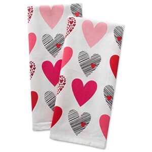 DII Valentine's Day Collection Kitchen, Dishtowel Set, 18X28", Hearts Collage, 2 Piece