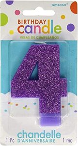 #4 glitter birthday candle | purple | party supply