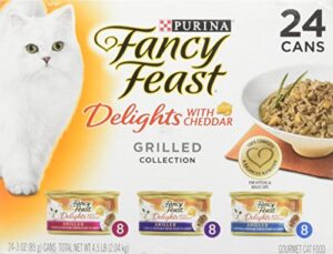 purina fancy feast delights with cheddar grilled gourmet wet cat food - (24) 3 oz. cans (cheddar grilled varieties 1 pack of 24)