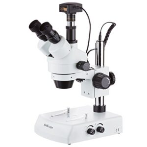 amscope 3.5x-45x led trinocular zoom stereo microscope with 16mp usb3 camera