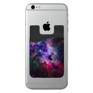 (Two) Galaxy cell phone stick on wallet card holder phone pocket for iPhone, Android and all smartphones.