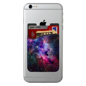 (Two) Galaxy cell phone stick on wallet card holder phone pocket for iPhone, Android and all smartphones.