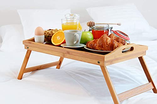 Bed Tray Table with Folding Legs,Serving Breakfast in Bed or Use As a TV Table, Laptop Computer Tray, Snack Tray