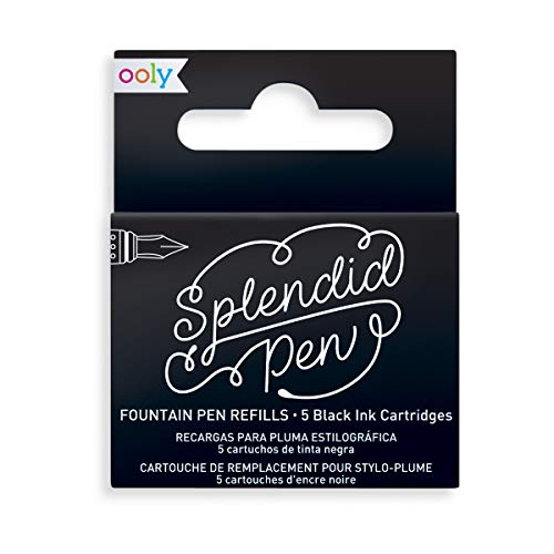 Ooly Splendid Fountain Pen Ink Refills - Set of 5 Cartridges - Black