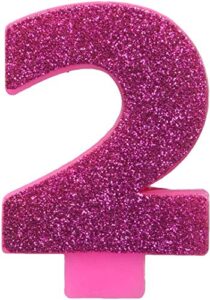 #2 glitter birthday candle | pink | party supply