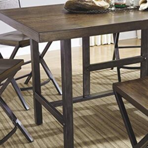 Signature Design by Ashley Kavara Modern Industrial Counter Height Dining Room Table, Medium Brown