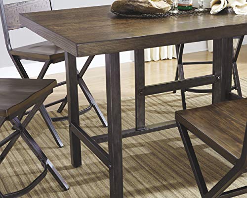 Signature Design by Ashley Kavara Modern Industrial Counter Height Dining Room Table, Medium Brown