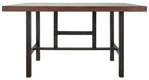 Signature Design by Ashley Kavara Modern Industrial Counter Height Dining Room Table, Medium Brown