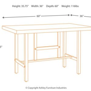 Signature Design by Ashley Kavara Modern Industrial Counter Height Dining Room Table, Medium Brown