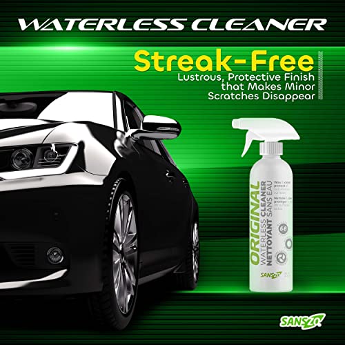 SansZo Total Detail Waterless Car Wash Wax and Polish Spray - Cleans, Shines and Protects with one Quick Application - Ultra Slick Lubricating Quick Detailer, Pro-Style Detailing Made Easy - 64 OZ