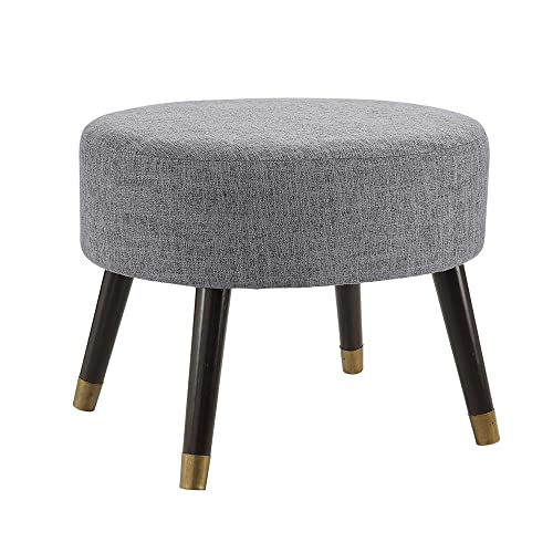 Convenience Concepts Designs4Comfort Mid Century Oval Ottoman Stool, Light Charcoal Gray Linen