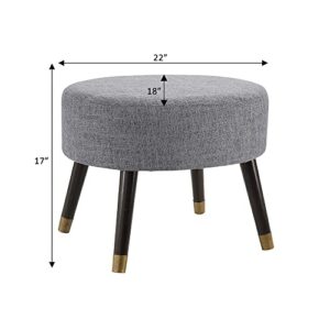 Convenience Concepts Designs4Comfort Mid Century Oval Ottoman Stool, Light Charcoal Gray Linen