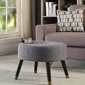 Convenience Concepts Designs4Comfort Mid Century Oval Ottoman Stool, Light Charcoal Gray Linen