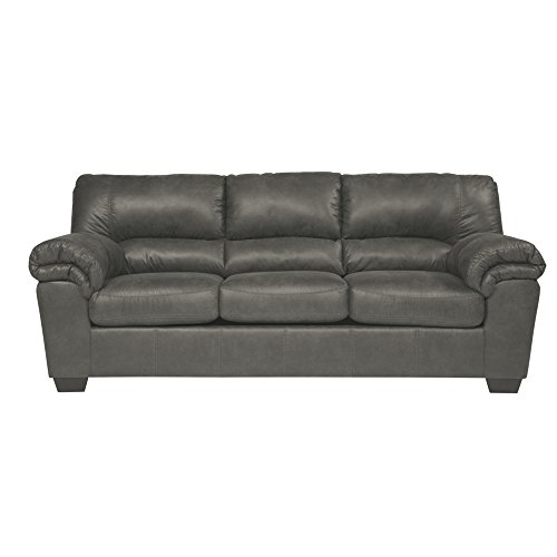 Signature Design by Ashley Bladen Faux Leather Upholstered Sofa, Gray