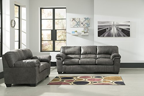 Signature Design by Ashley Bladen Faux Leather Upholstered Sofa, Gray