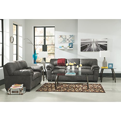 Signature Design by Ashley Bladen Faux Leather Upholstered Sofa, Gray