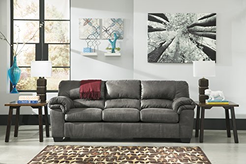 Signature Design by Ashley Bladen Faux Leather Upholstered Sofa, Gray