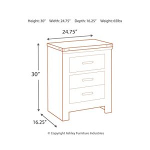 Signature Design by Ashley Trinell Rustic 2 Drawer Nightstand with USB Charging Stations, Warm Brown