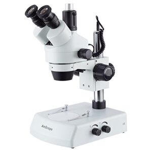 AmScope LED Trinocular Zoom Stereo Microscope 3.5X-180X and 18MP USB3 Camera