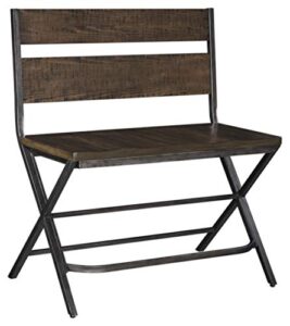 signature design by ashley kavara industrial farmhouse 24" distressed double barstool, dark brown