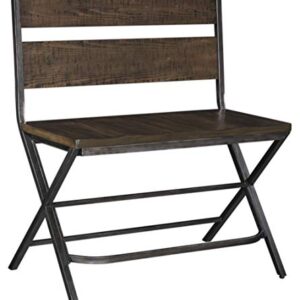 Signature Design by Ashley Kavara Industrial Farmhouse 24" Distressed Double Barstool, Dark Brown