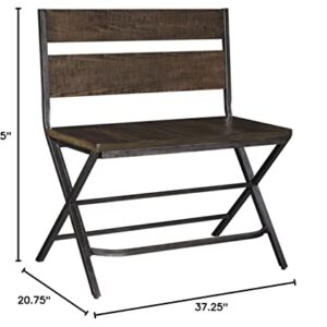 Signature Design by Ashley Kavara Industrial Farmhouse 24" Distressed Double Barstool, Dark Brown