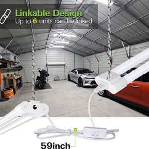 hykolity 4 Pack 4FT LED Shop Light Linkable, 4400lm, 42w(250w Equivalent), 5000K Utility Shop Lights for Garages, Workshops, Basements, Hanging or Flush Mount, with Power Cord and on/Off Switch, ETL