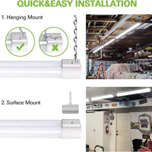 hykolity 4 Pack 4FT LED Shop Light Linkable, 4400lm, 42w(250w Equivalent), 5000K Utility Shop Lights for Garages, Workshops, Basements, Hanging or Flush Mount, with Power Cord and on/Off Switch, ETL