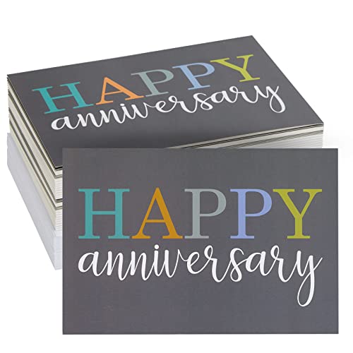 Juvale 36 Pack Happy Anniversary Cards with Envelopes for Work, Wedding, Employees, 6 Designs (Blank Inside, 4x6 In)