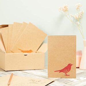 36 Pack Bird Note Cards with Envelopes, Blank All Occasion Thank You Cards, Rustic-Style (Kraft Paper, 4 x 6 In)