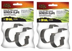 (4 pack) zilla reptile terrarium covers non-locking screen clips, 30g+